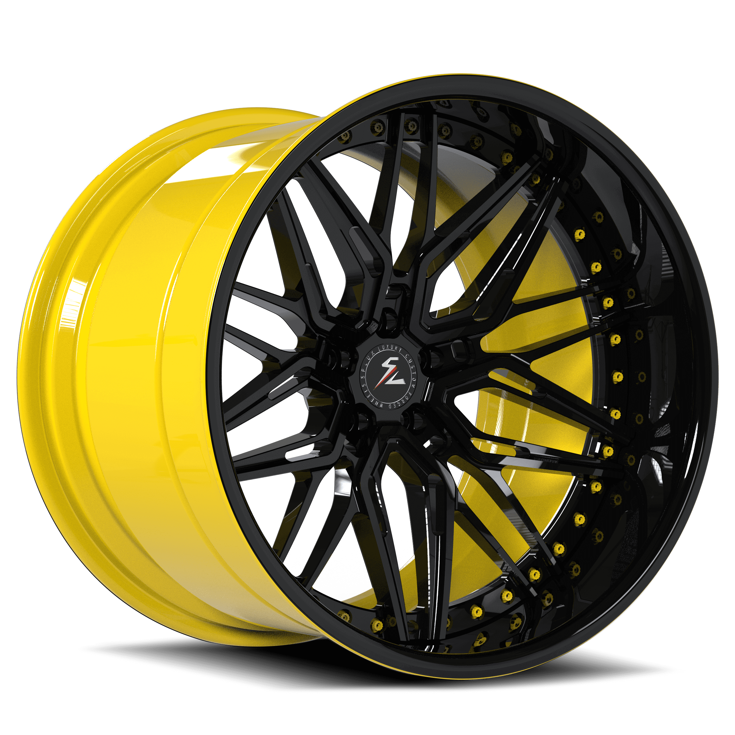 SD-01 Custom Deep Dish Forged Black,Yellow Wheels - Splux Luxury Wheels