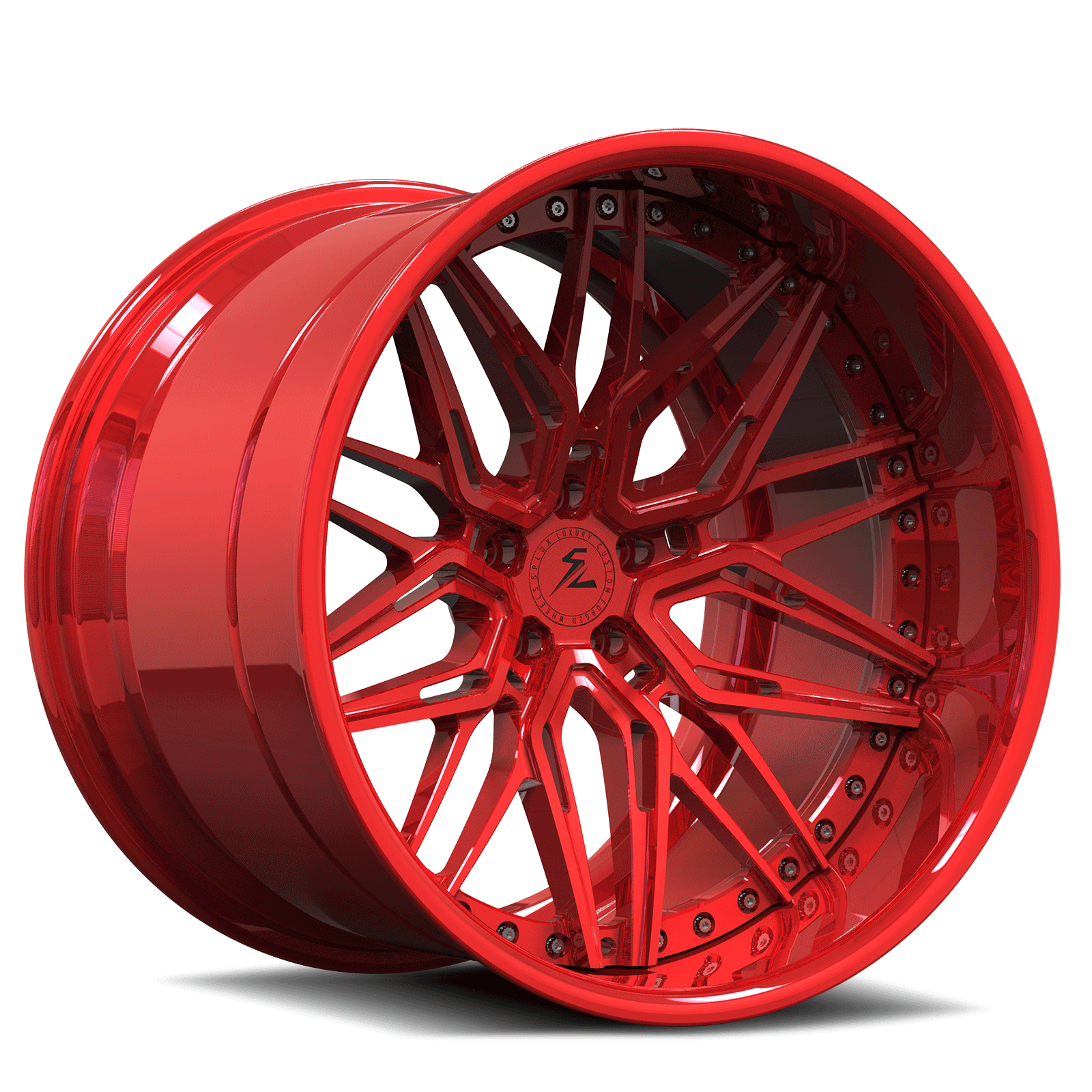 SD-01 Custom Deep Dish Forged Brushed Red Wheels - Splux Luxury Wheels